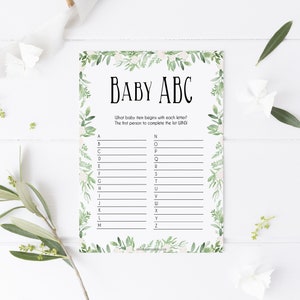 Baby Name ABC Game Printable Baby Shower Games Greenery Baby - Etsy UK
