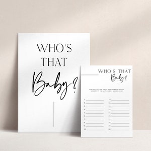 Who's That Baby Game, Printable Baby Shower Games, Modern Baby Shower ...