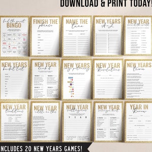 20 New Years Game Bundle, Printable Family Games, Virtual Party Games ...