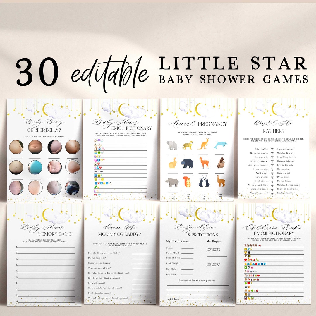 LITTLE STAR 30 Baby Shower Games Bundle, Twinkle Little Star Baby ...