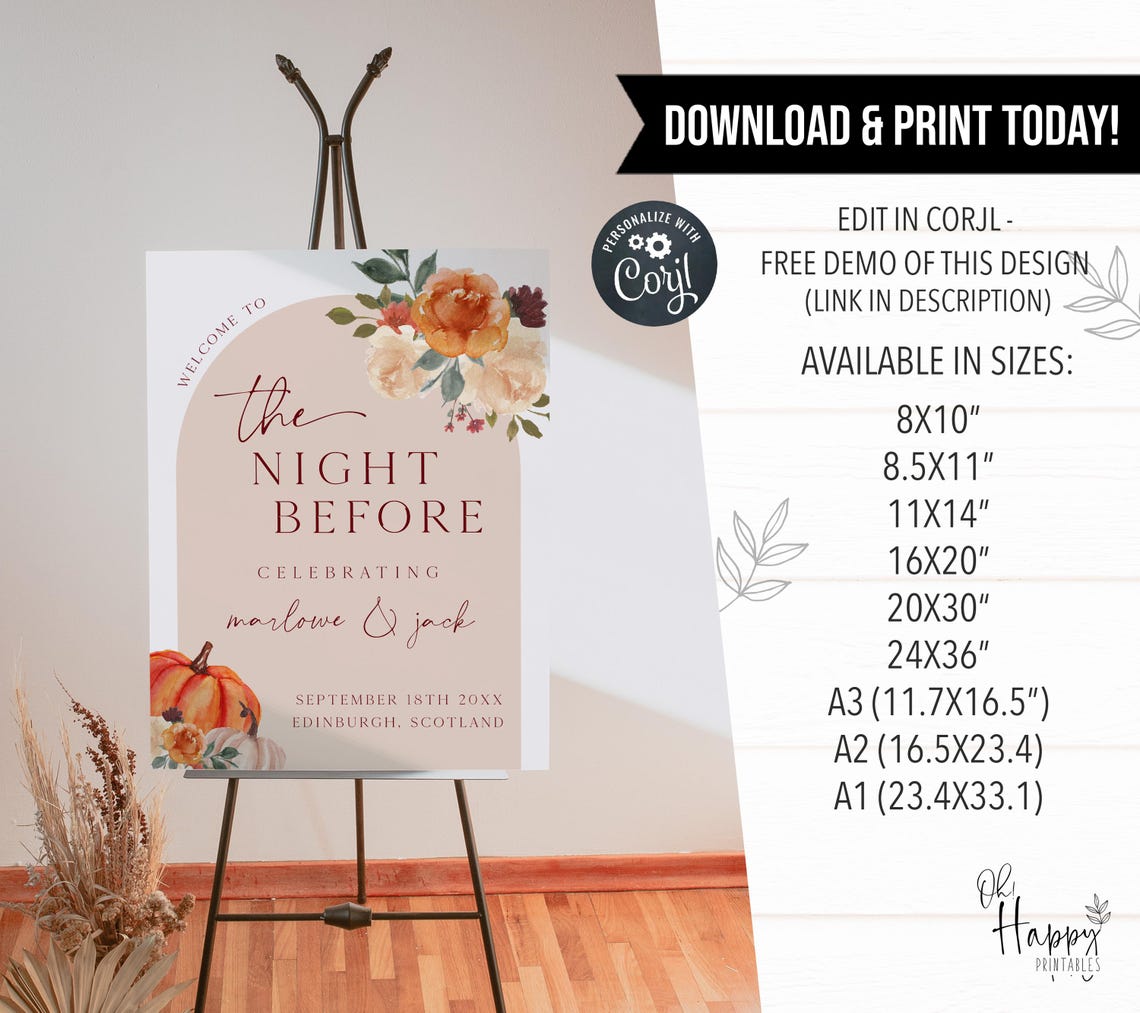 The Night Before Welcome Sign Template, Wedding Rehearsal Dinner ...