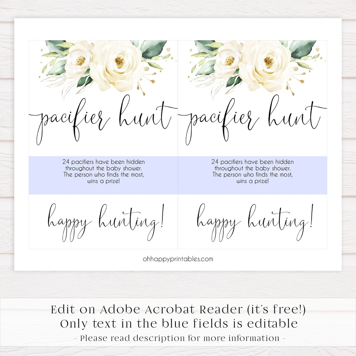 EDITABLE Pacifier Hunt Game Printable Baby Shower Games | Etsy