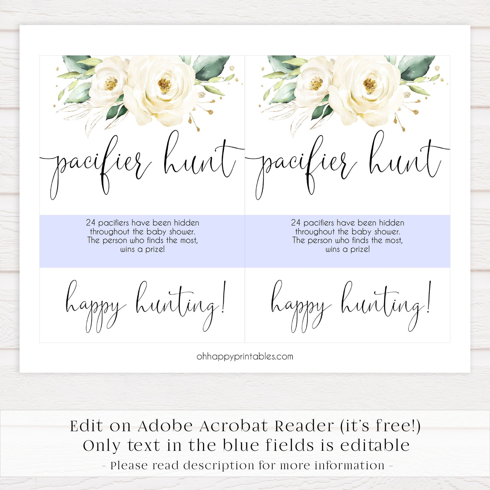 EDITABLE Pacifier Hunt Game Printable Baby Shower Games | Etsy