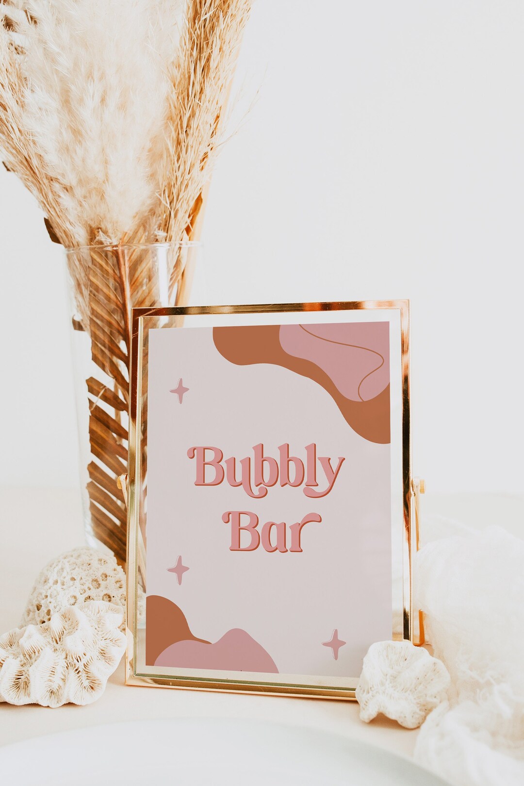 Bubbly Bar Sign, Retro Bridal Shower Decor, Retro Bachelorette Party ...