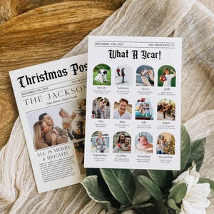 Christmas Newspaper Editable Template, Year in Review Holiday Card ...