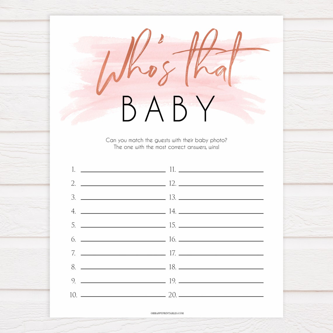 Whos That Baby Game Printable Baby Shower Games Pink | Etsy