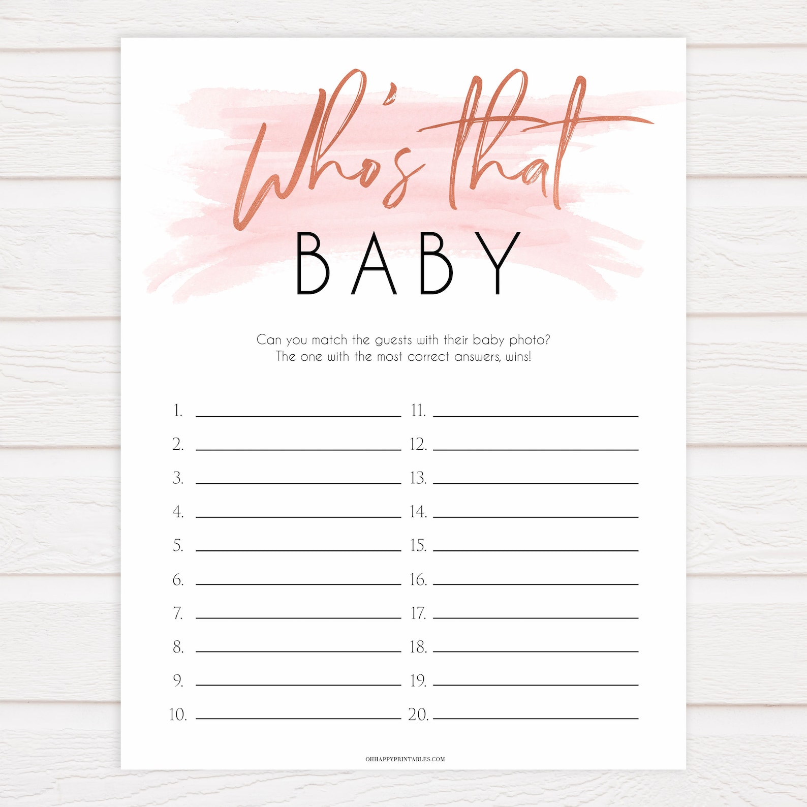 Whos That Baby Game Printable Baby Shower Games Pink | Etsy
