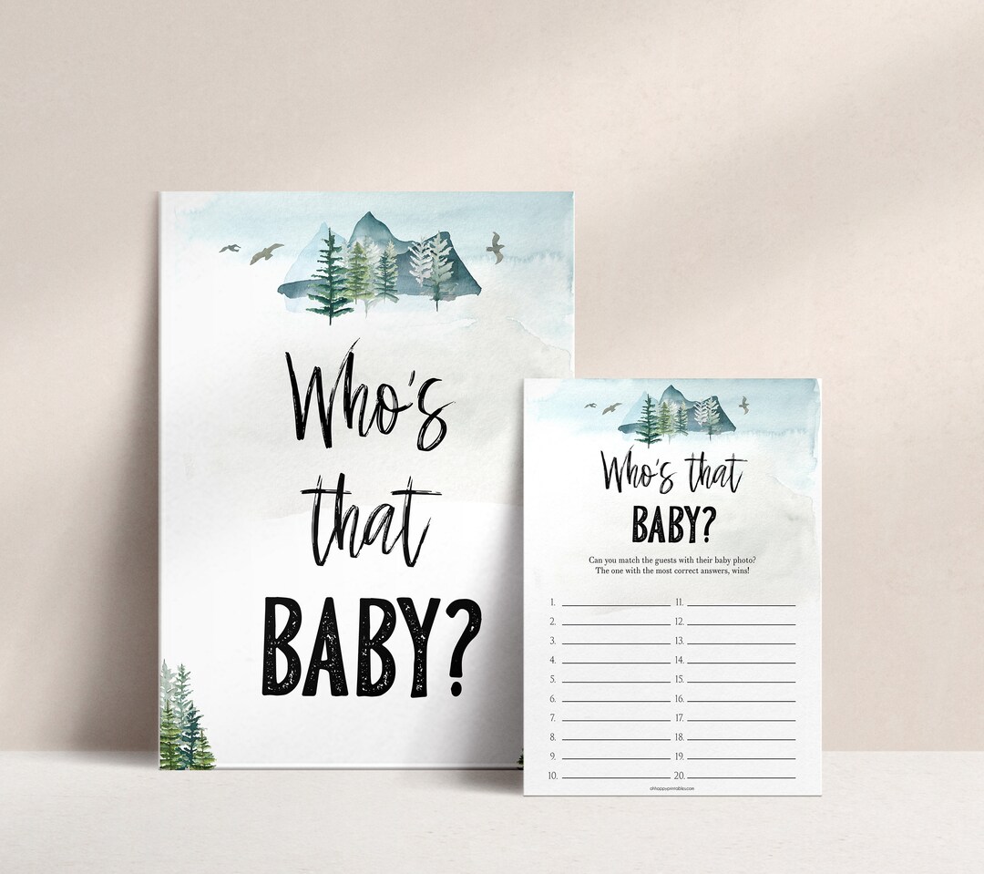 Who's That Baby Game, Printable Baby Shower Games, Adventure Awaits ...