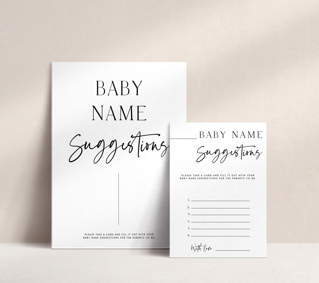 Baby Name Suggestions Game, Printable Baby Shower Games, Baby Games ...