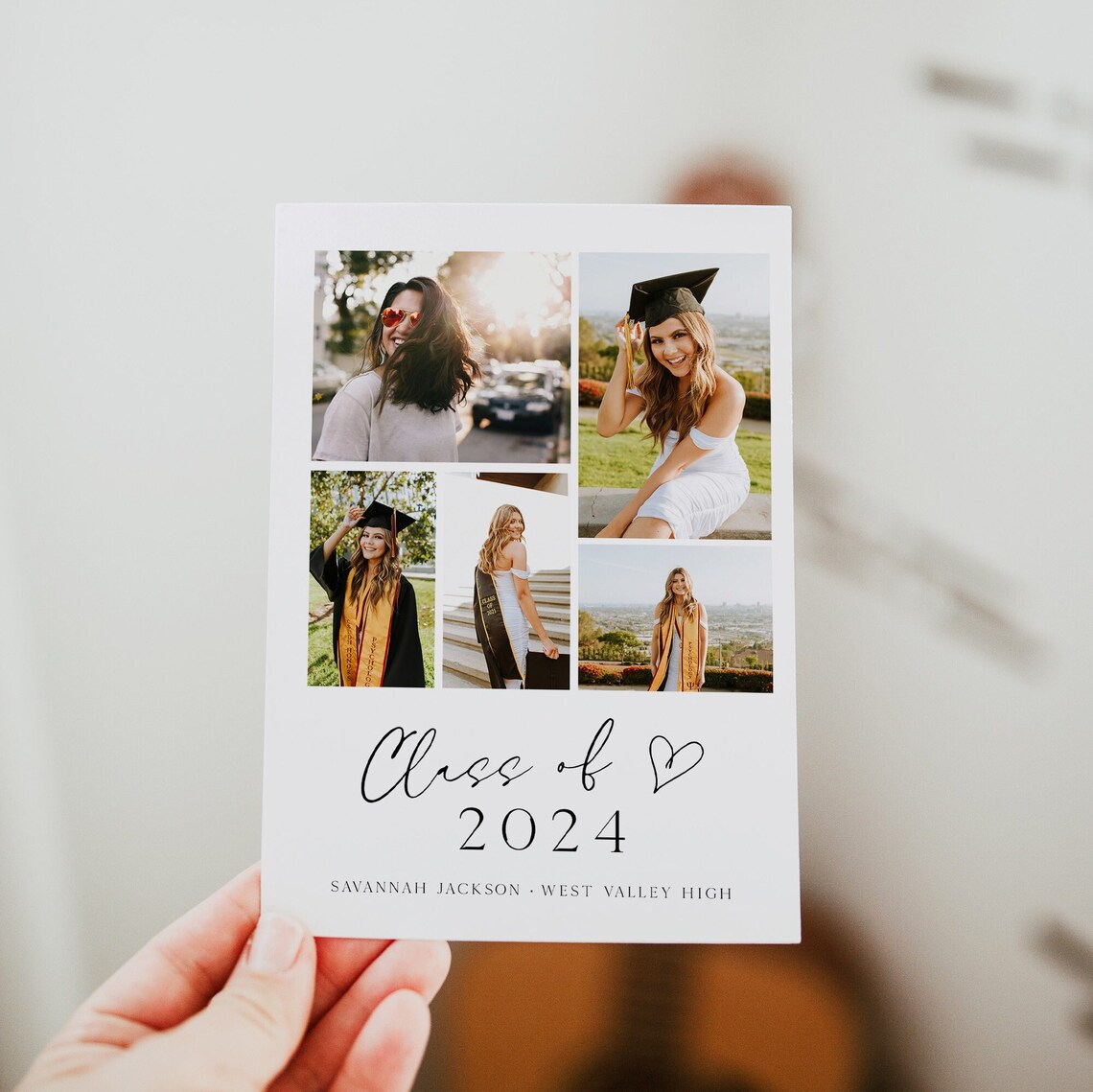 Minimalist Photo Graduation Announcement Card Template, Senior ...