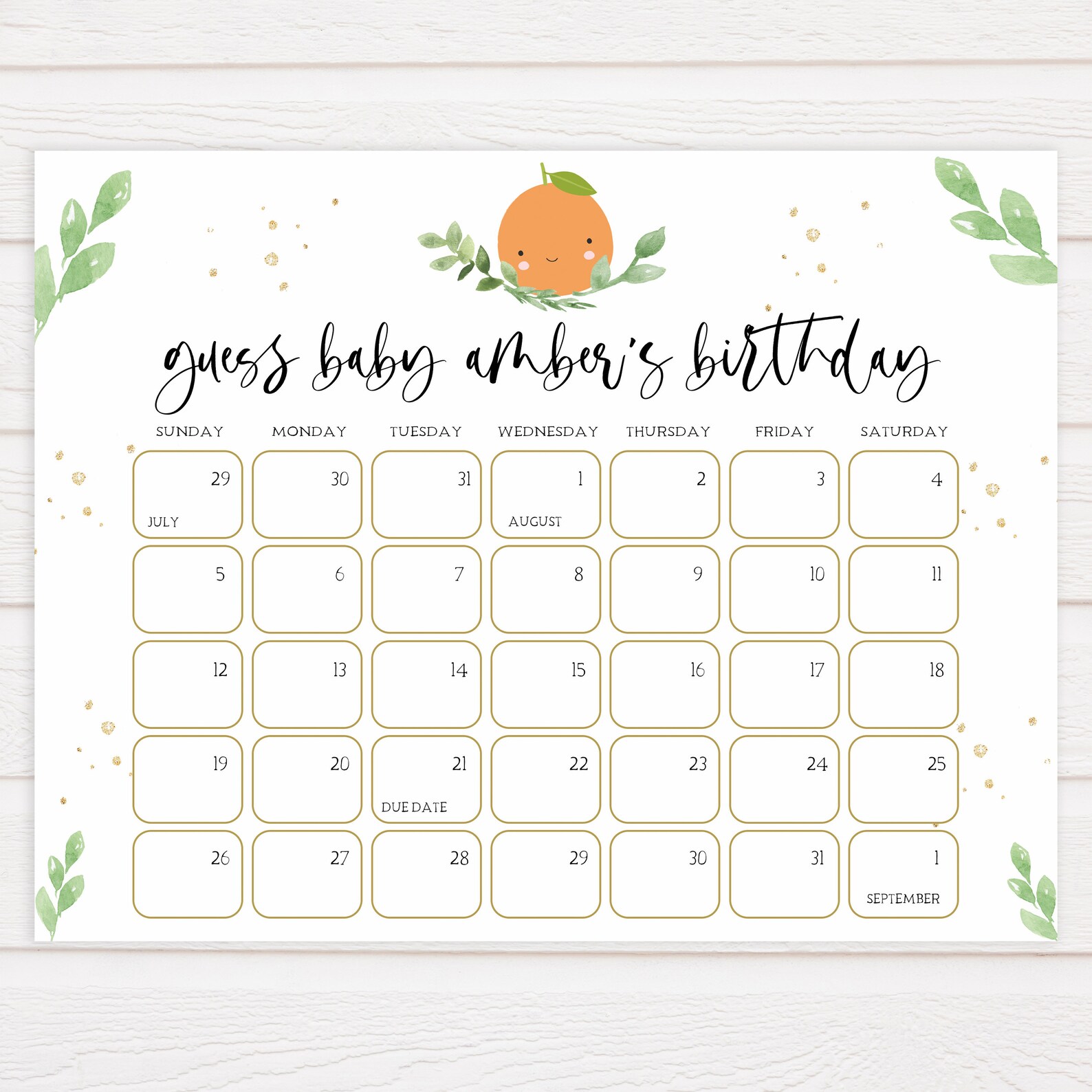 Little Cutie Baby Shower Baby Birth Prediction Game - Etsy