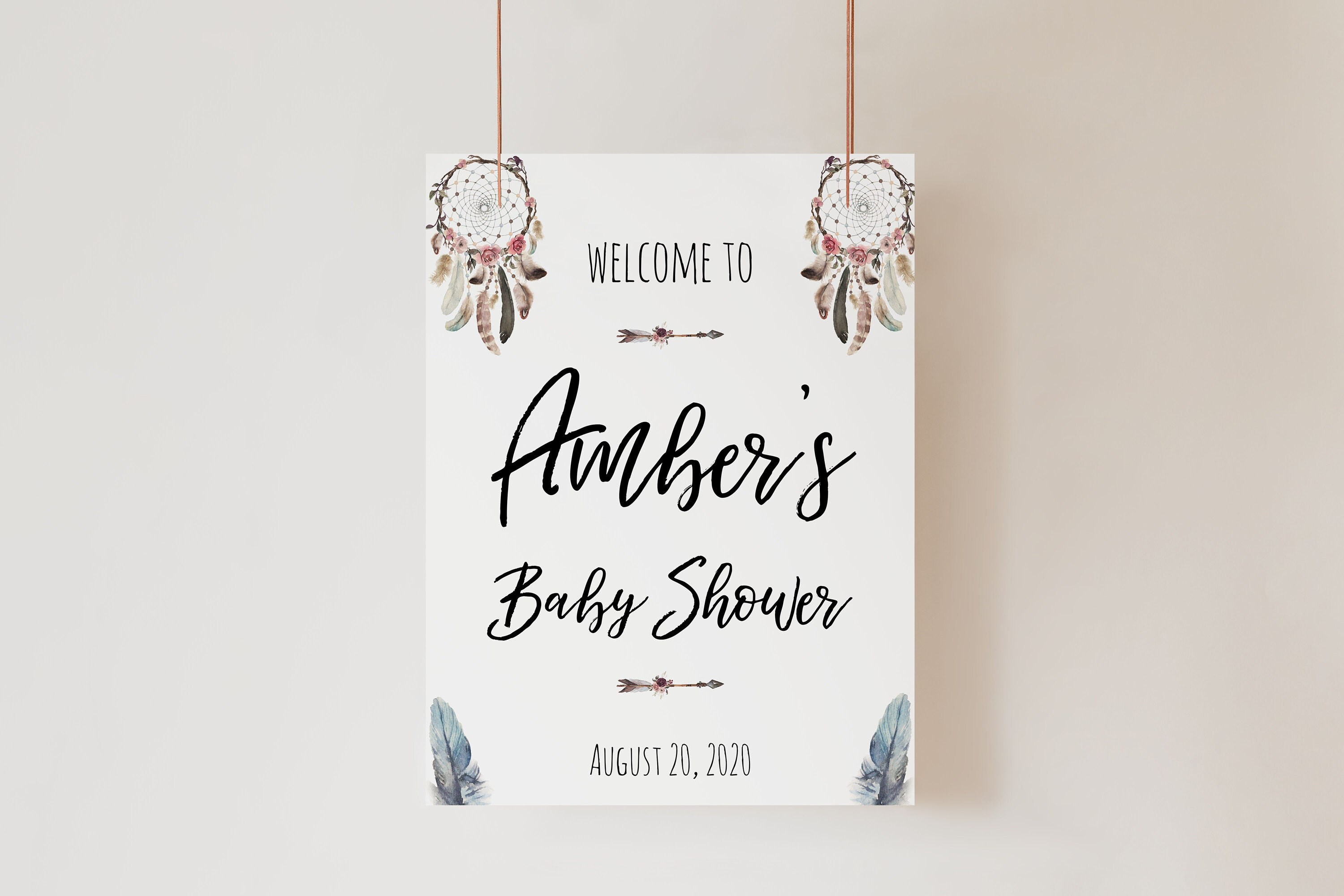 Boho Welcome Baby Shower Sign Baby Shower Welcome Sign - Etsy UK