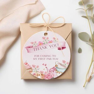 Editable Circle Tags, Tea Party Birthday Thank You Tags, Whimsical High ...