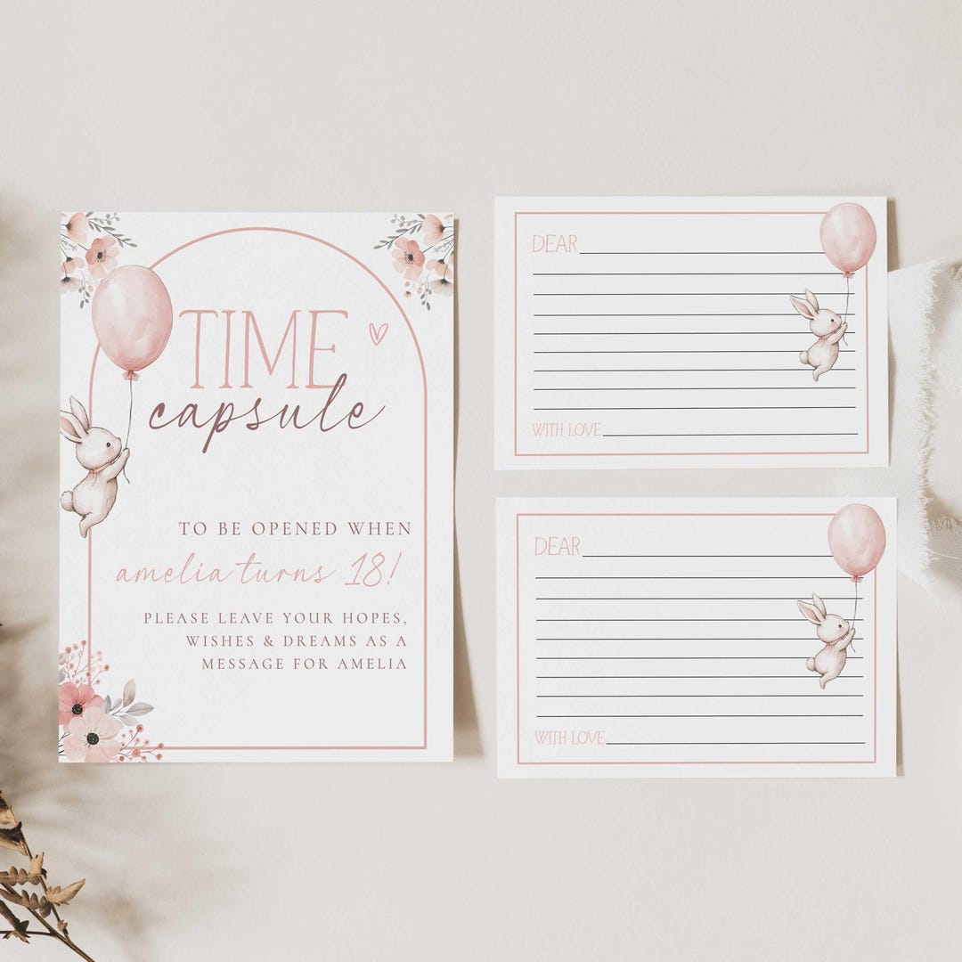 EDITABLE Time Capsule for First Birthday, Some Bunny is One Time ...