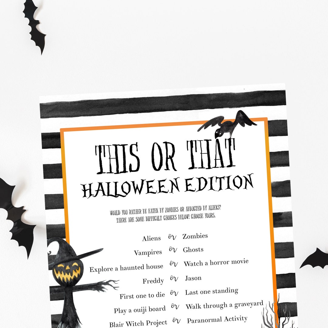 Halloween Party Game, Would You Rather, Halloween Party Game Printable ...
