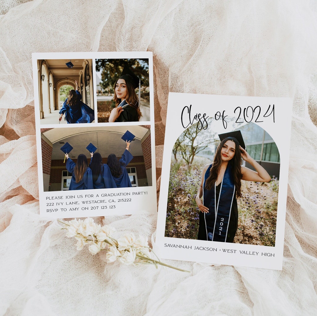 Class of 2024 Photo Graduation Party Invitation Template, Senior ...