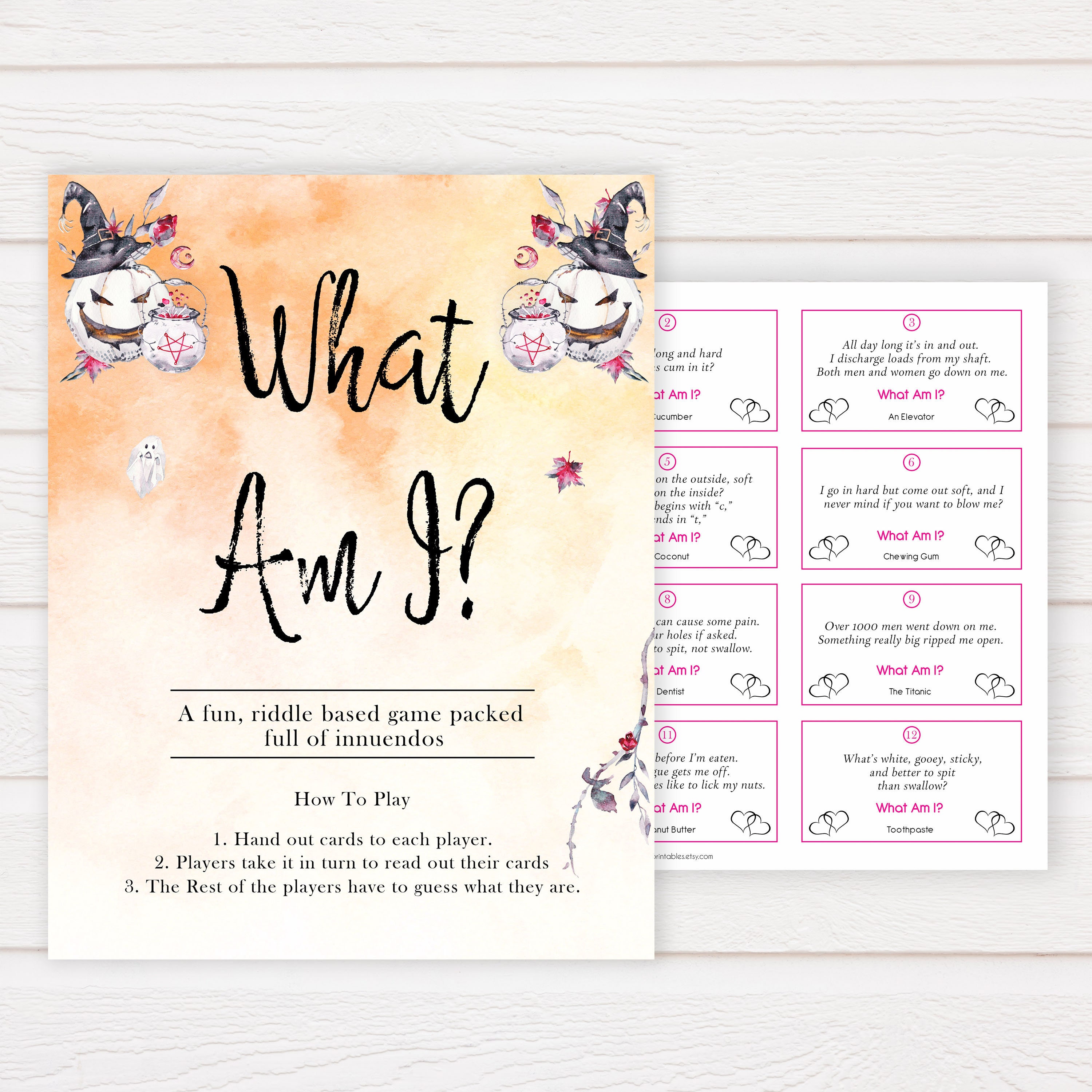Halloween 24 What Am I Innuendo Baby Shower Games Innuendo | Etsy