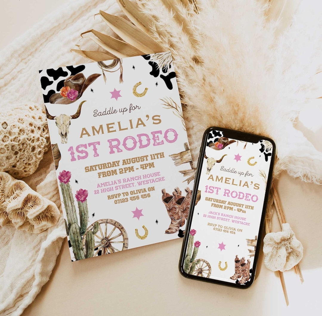First Rodeo Birthday Invitation Template, Wild West Rodeo Birthday ...