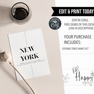 SKYE | Minimalist Table Name Sign Template, Editable Table Name ...