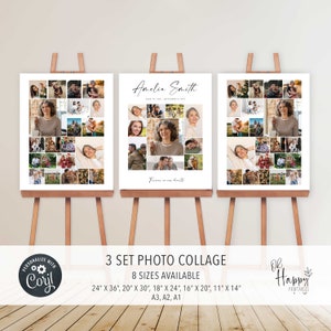 Funeral Photo Collage Sign Set, Editable Funeral Welcome Sign Templates ...