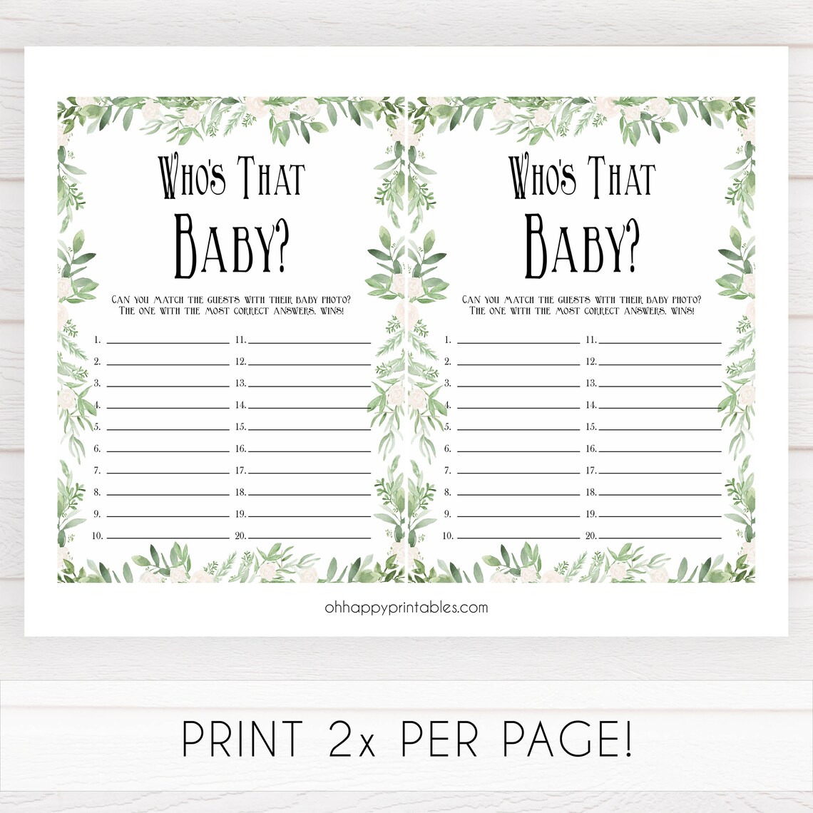 Whos That Baby Game Printable Baby Shower Games Floral - Etsy