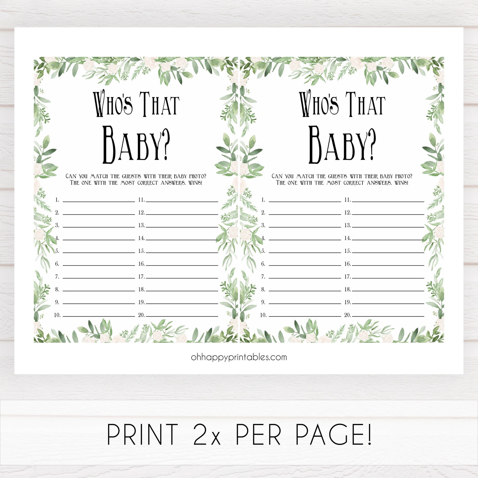 Whos That Baby Game Printable Baby Shower Games Floral - Etsy