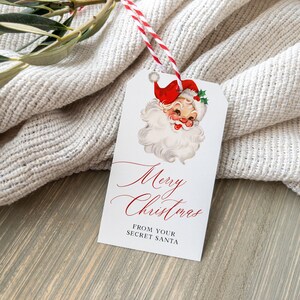 Retro Secret Santa Printable Gift Tag, Printable Christmas Gift Tag ...