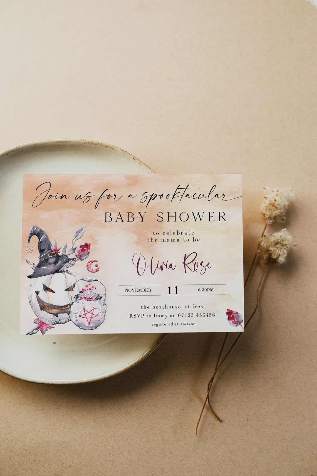 EDITABLE Halloween Baby Shower Invitation, A Spooky Baby Shower Invite ...