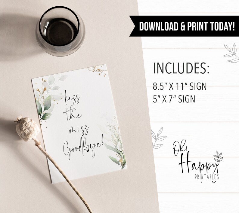 Kiss the Miss Goodbye Sign Bachelorette Party Ideas Bridal - Etsy