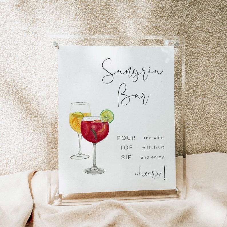 Minimalist Wedding Sangria Bar Sign Editable Template Sign, Sangria Bar ...