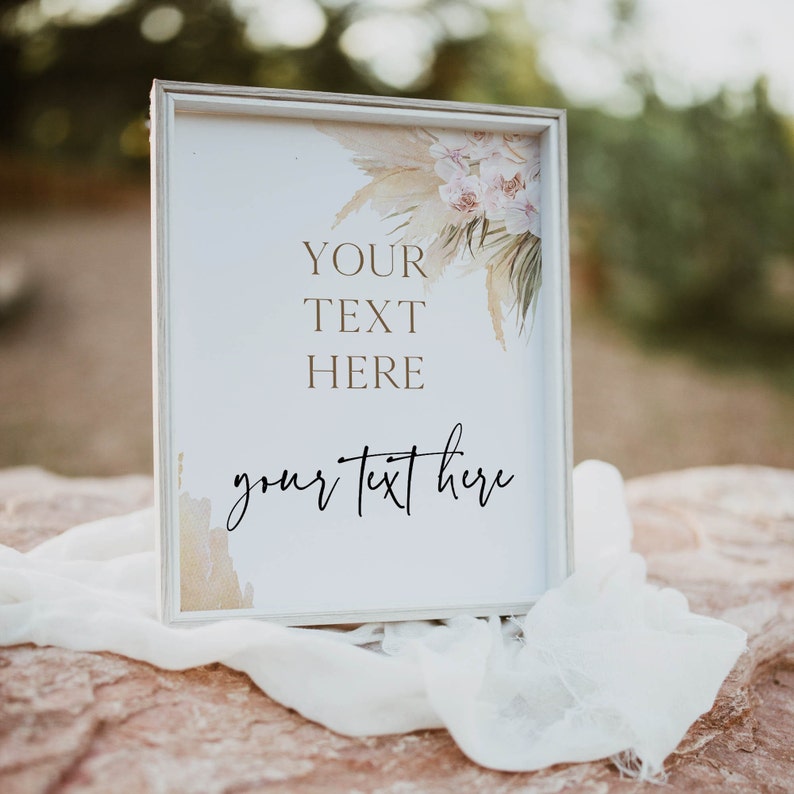 Pampas Grass Editable Table Sign Printable Baby Shower Signs | Etsy