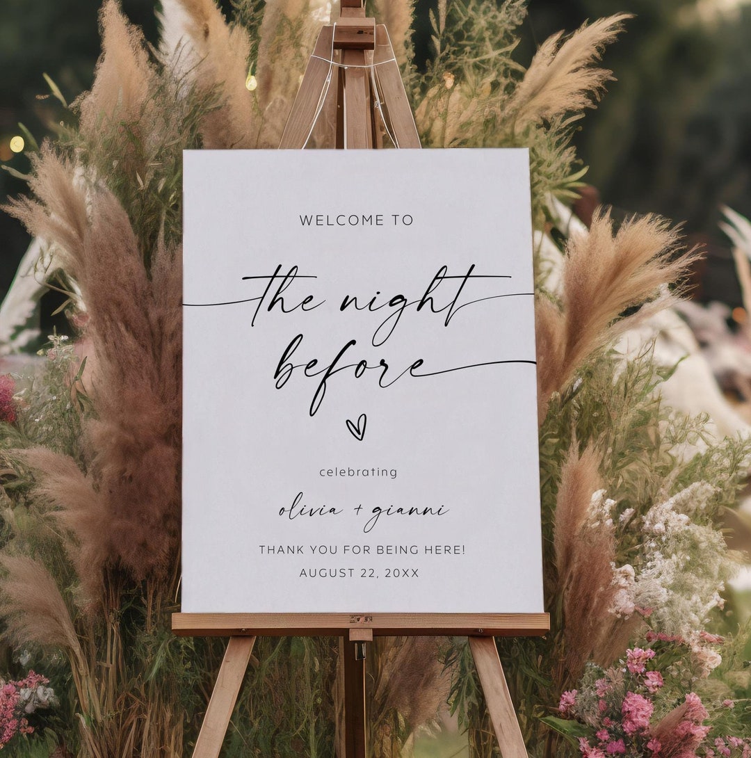 Editable Wedding Rehearsal Dinner Welcome Sign, Minimalist Welcome Sign ...