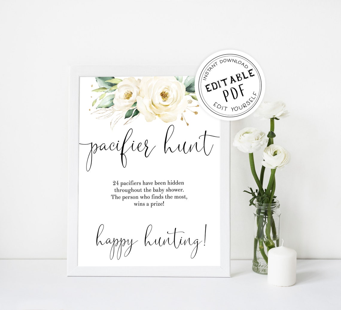 EDITABLE Pacifier Hunt Game Printable Baby Shower Games | Etsy