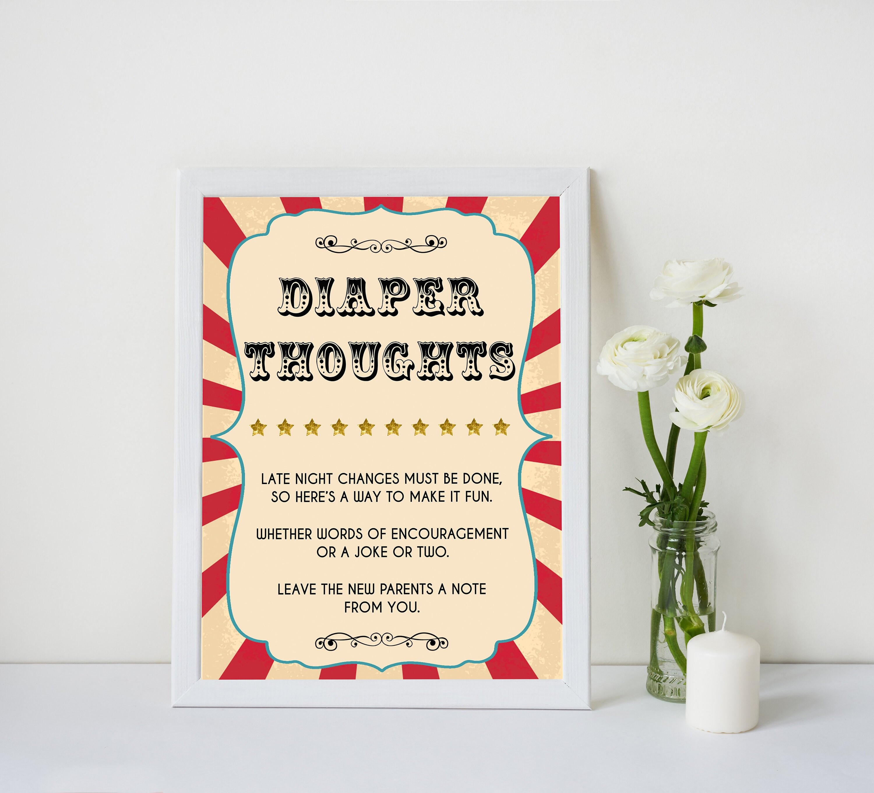 Carnival Baby Shower Diaper Thoughts Printable Baby Shower - Etsy UK