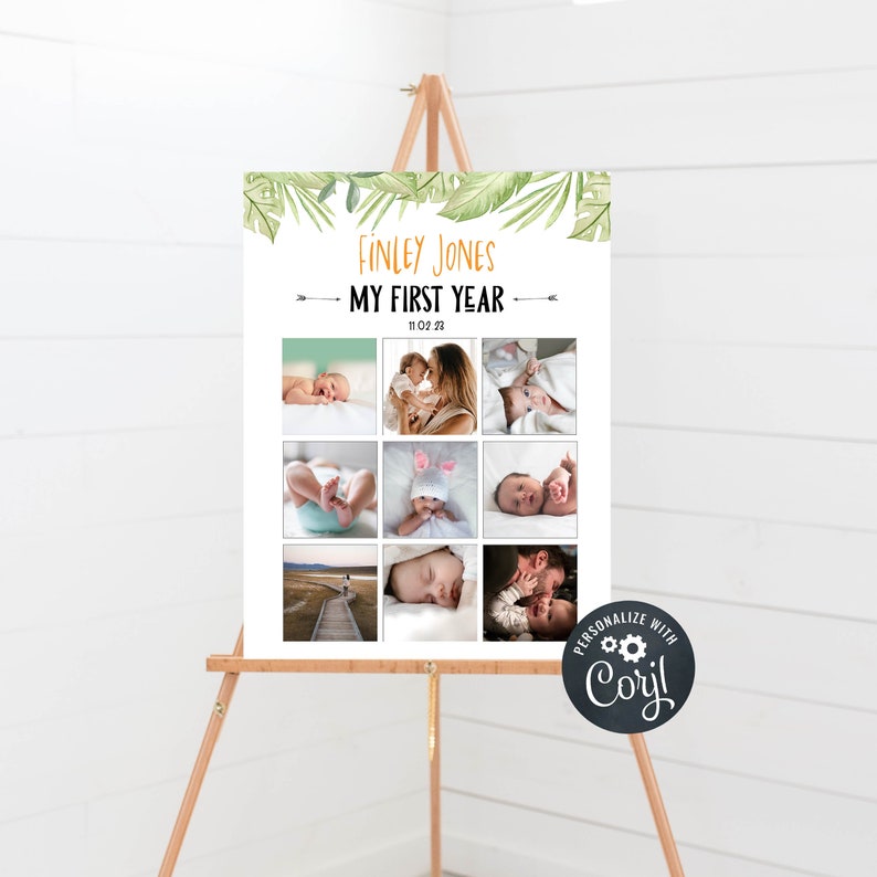 EDITABLE My First Year Photo Collage Jungle Safari Animals - Etsy