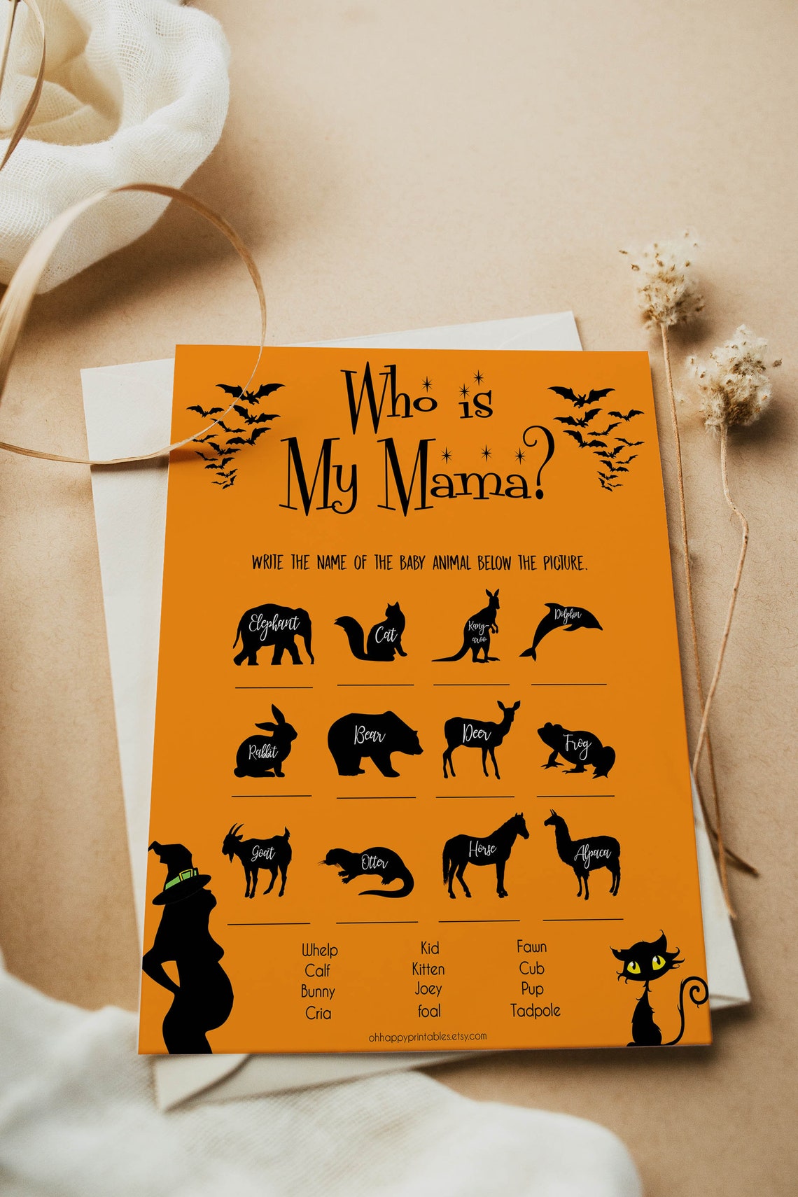 Halloween Who is My Mommy Animal Game Who is My Mama Game - Etsy