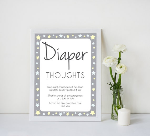 Stars Baby Shower Diaper Thoughts Late Night Diapers Diaper | Etsy