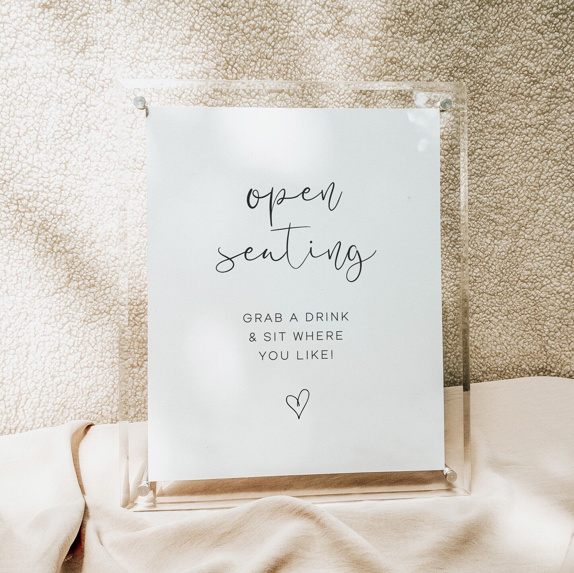Minimalist Wedding Open Seating Sign Editable Template Sign, Open ...