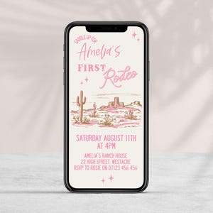 My First Rodeo Birthday Invitation, Cowgirl First Birthday Invitation ...