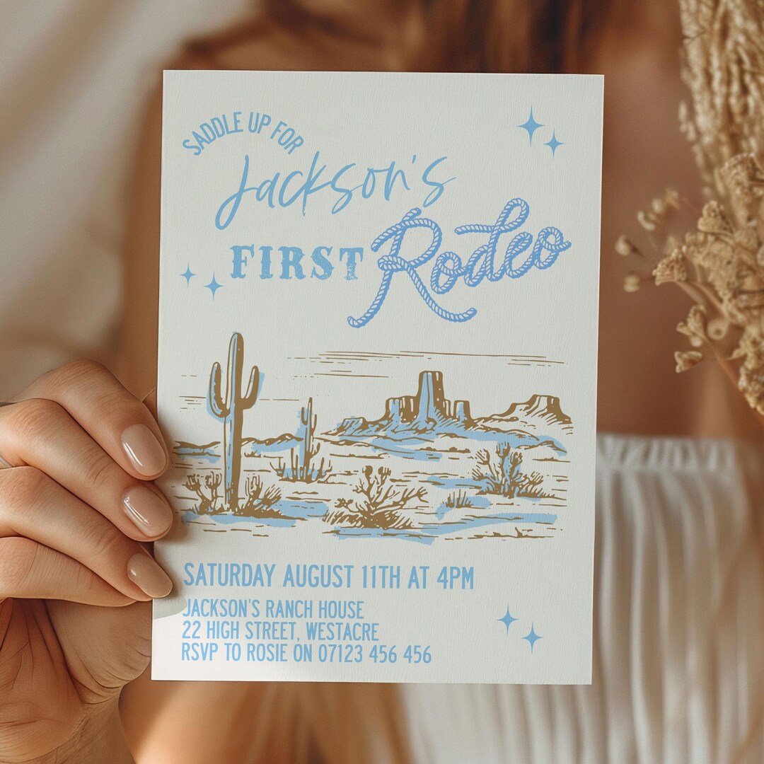 My First Rodeo Birthday Invitation Cowboy First Birthday Invitation ...