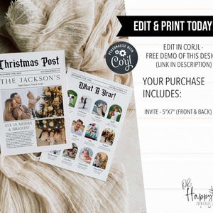 Christmas Newspaper Editable Template, Year in Review Holiday Card ...