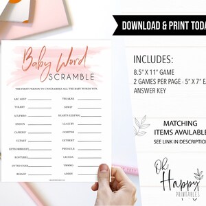 Baby Word Scramble Game Pink Baby Shower Games Printable - Etsy