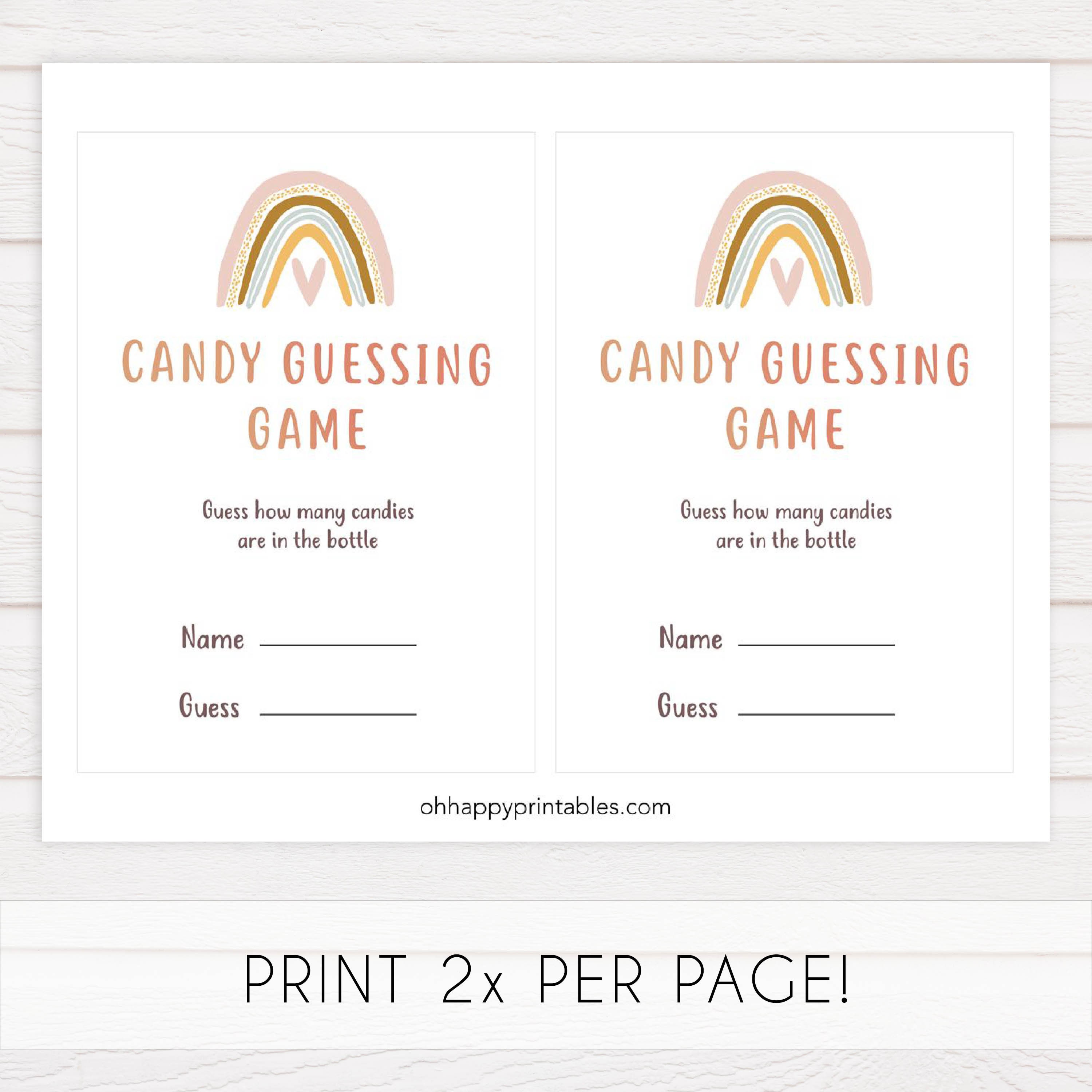 Boho Rainbow Baby Shower Candy Guessing Game Printable Baby - Etsy