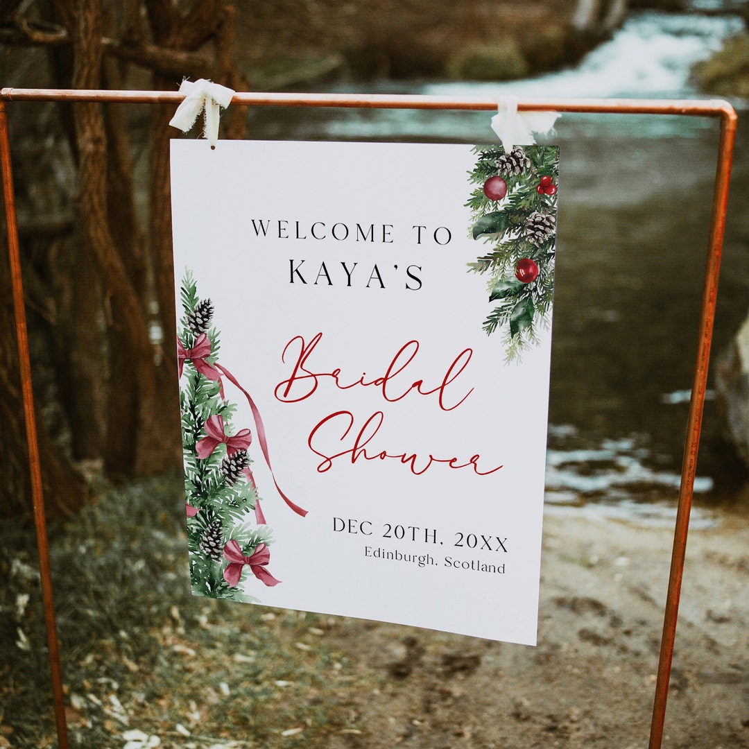 HOLLY Christmas Bridal Shower Welcome Sign, Festive Bridal Shower ...