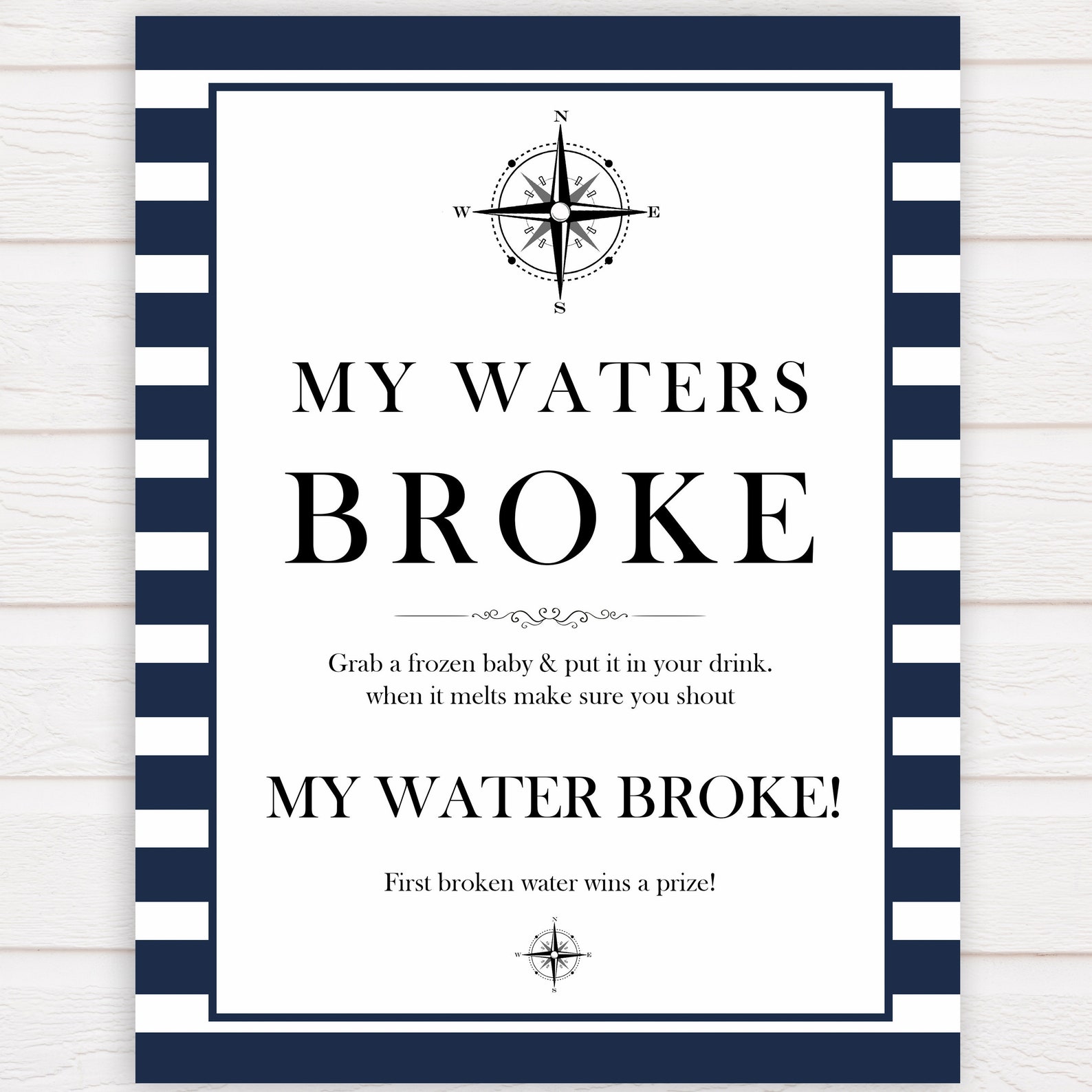 Nautical Baby Shower Water Broke Baby Game Printable Baby - Etsy