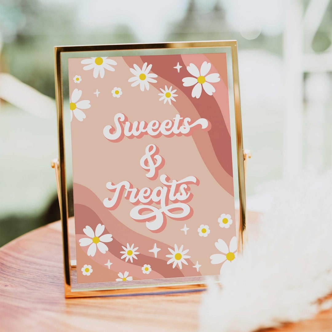 Groovy Birthday Party Decor Sweets & Treats 70' Daisy Sign Decor Groovy ...