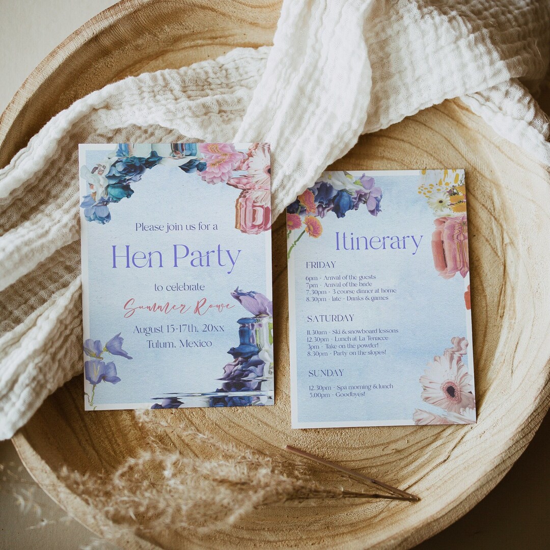 INDIE 90s Aesthetic Hen Party Invitation, Modern Floral Hen Party ...