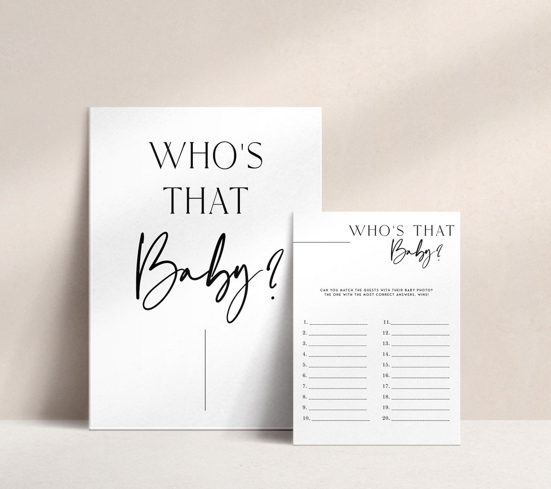 Who's That Baby Game, Printable Baby Shower Games, Modern Baby Shower ...