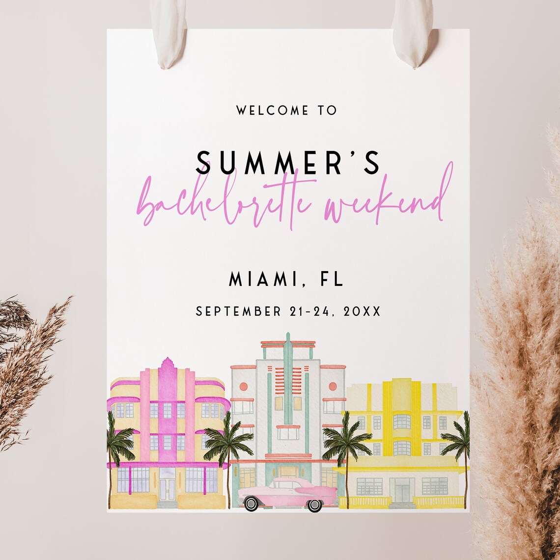 MIAMI Bachelorette Weekend Welcome Sign Template, Editable Download ...