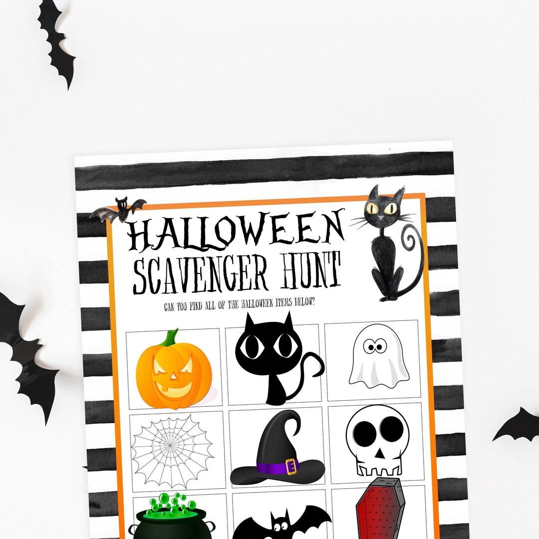 Halloween Scavenger Hunt for Kids, Trick or Treat Game, Halloween Games ...